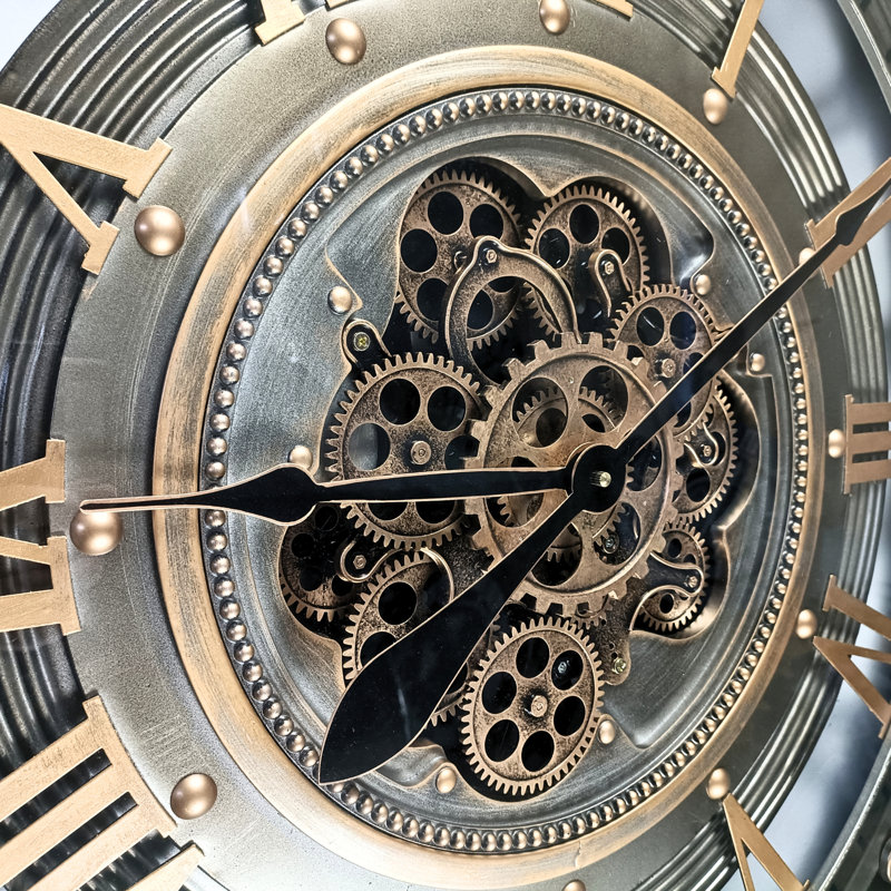 THE GEARS CLOCK Wall Clock with Real Moving Gears LU-LI_ 32 in Square "BIRKELT" BRONZE-ANTIQUE ...